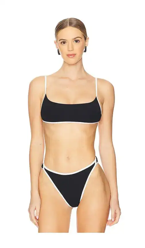 L*Space Kourt Bikini Top - Black & Cream - 24% Off | Editorialist